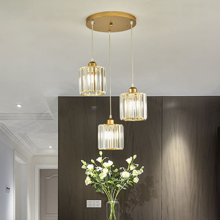 【Free Bulb】Modern Nordic crystal Chandelier Drop Lights Dining Table ...