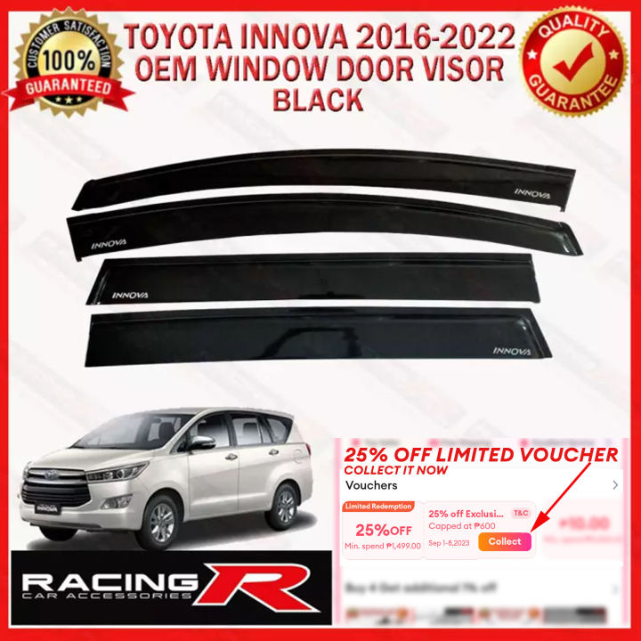 Toyota Innova 2016 to 2024 OEM/INJECTION Window Door Visor Black 2017 ...