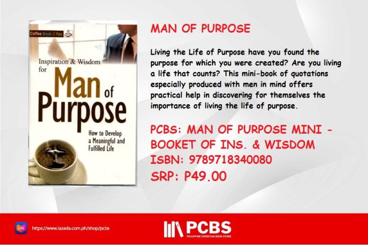 PCBS Man of Purpose - Inspirational & Wisdom Mini-Booklet (6 x 4 x 0.1 inches) | Lazada PH