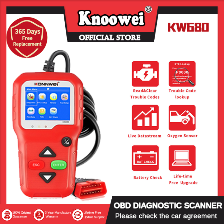 KONNWEI KW680 OBD2 scanner OBD12V auto diagnostic tool supports XP WIN7 ...