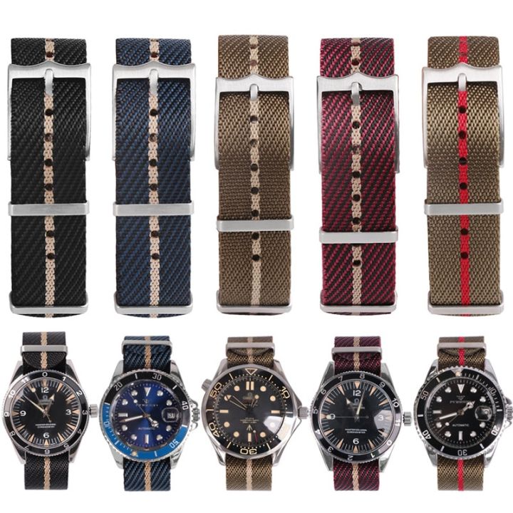 Woven Nylon NATO Strap 20mm 22mm Stainless Steel Buckle Men Replacement ...