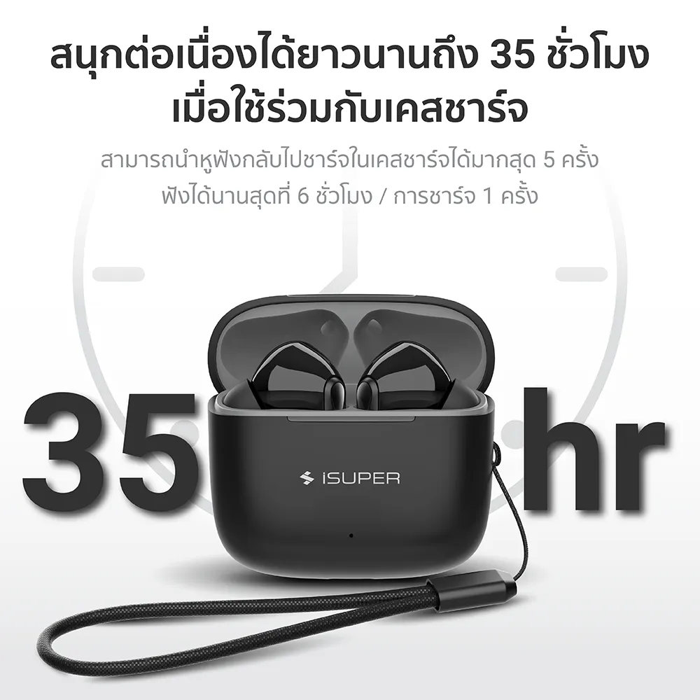 iSuper Evo Buds ANC Lite หูฟังไร้สาย Bluetooth 5.3 ตัดเสียงรบกวน Game ...