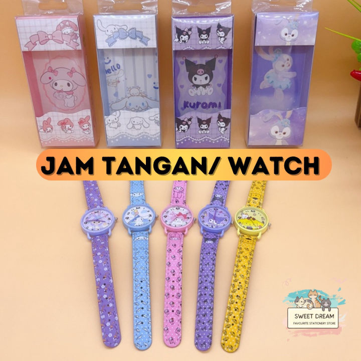 Cute Sanrio 2024 Japanese Jam tangan Watch PU Leather for Kids Children ...