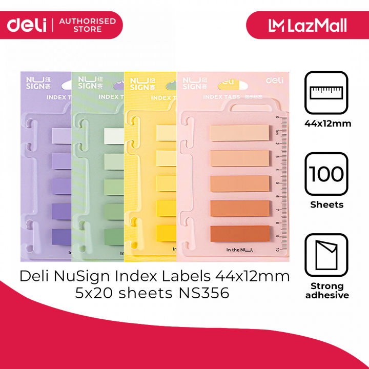 Deli NS356 NuSign Index Labels 12x44mm 5x20 Sheets | Lazada PH