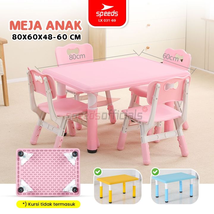 SPEEDS Meja Belajar Anak Rectangular Persegi Panjang HDPE Kids Table Meja TK Paud Colorful Kids ...