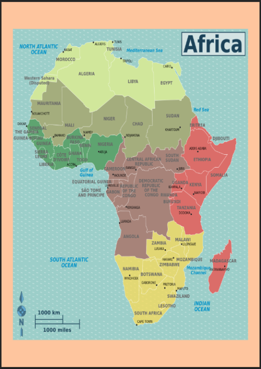 Africa Political Map Waterproof A4 Laminated Chart | Lazada PH
