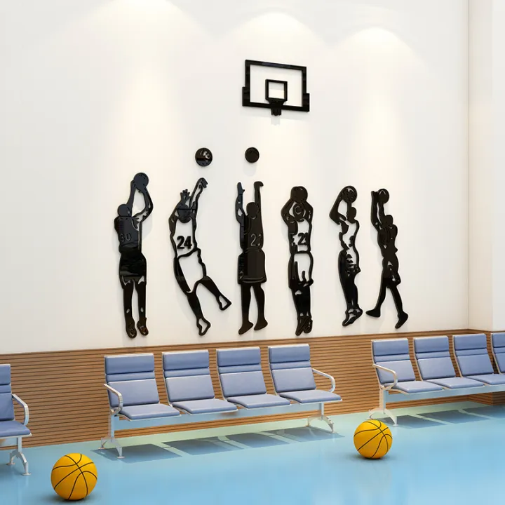 Nba star poster wall stickers basketball hall wall decorations boys ...