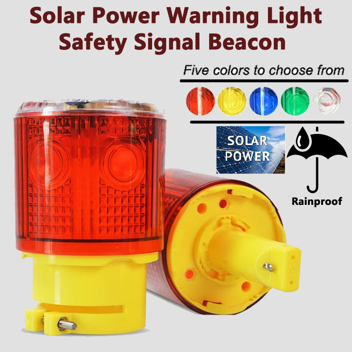 3H Solar Power Warning Light Safety Signal Beacon Flashing Strobe Light ...