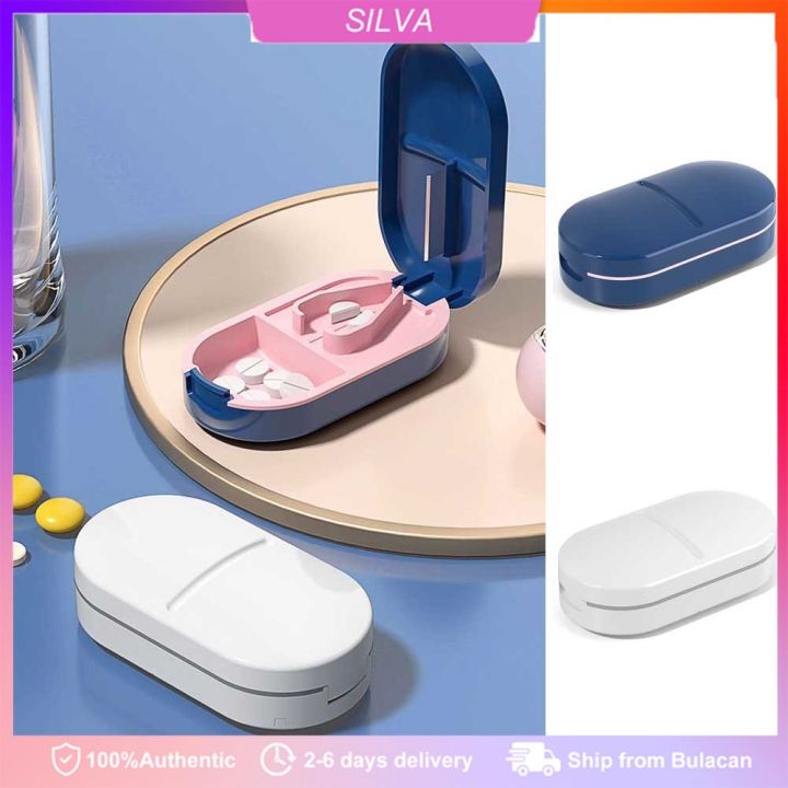 2 In 1 Pill Cutter Box Portable Drug Box Tablet Cutter Splitter ...