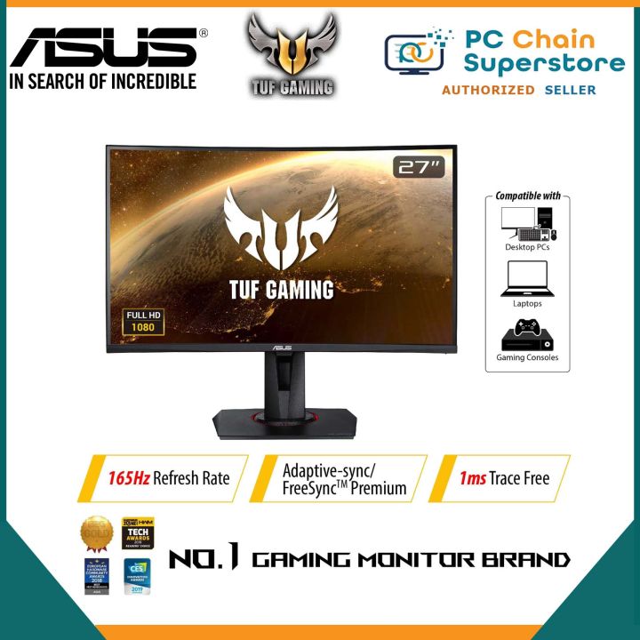 ASUS TUF Gaming VG27VQ Curved Gaming Monitor – 27 inch Full HD (1920x1080), 165Hz, Extreme Low ...