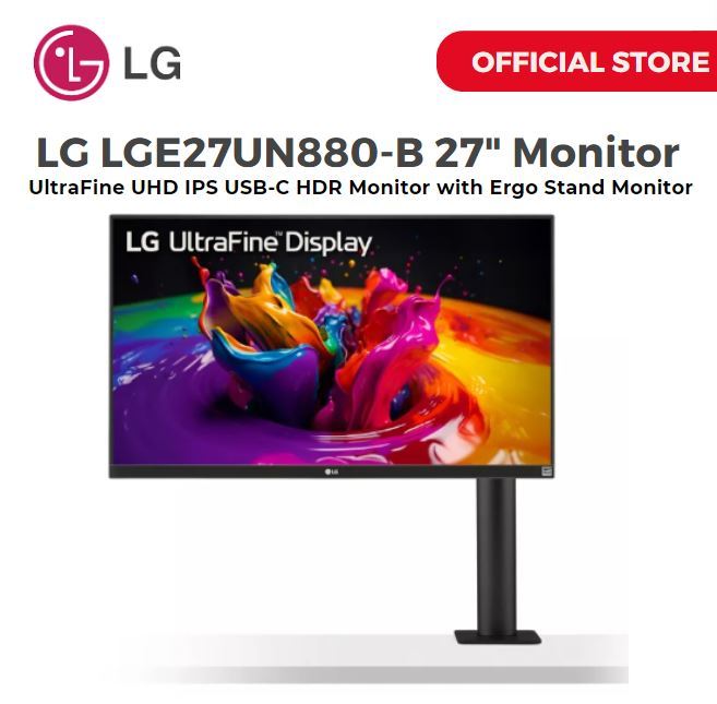 LG LGE27UN880-B 27" Inch UltraFine UHD IPS USB-C HDR Monitor with Ergo ...