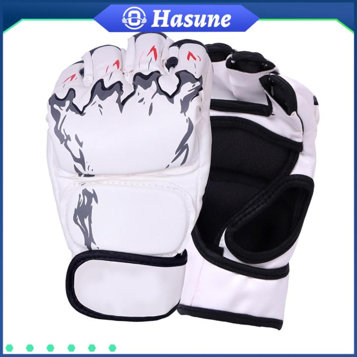 Hasune Mma ถุงมือเปิดนิ้วเปิดฝ่ามือพร้อมสายรัดข้อมือปรับได้ถุงมือต่อย ...