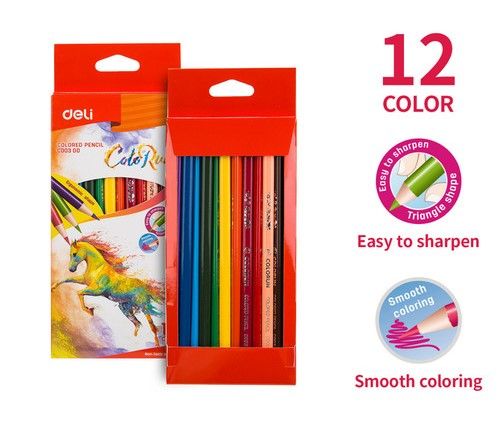 Pensil Warna Segitiga 12 Warna DELI COLOR RUN Triangle Pencil Color ...