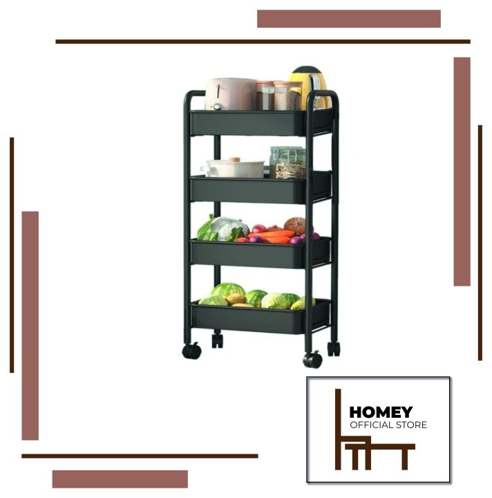 Homey 4 Tier Multifunction Trolley Kitchen Rack Bathroom Rack Bedroom ...