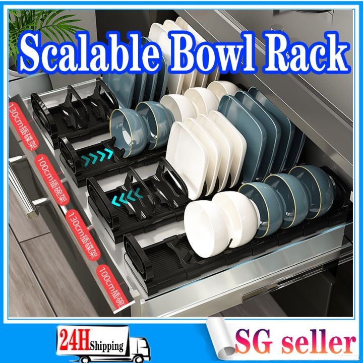 Bowl Rack Adjustable Plate Organiser Dish Rack Bowl Holder Divider Tray ...