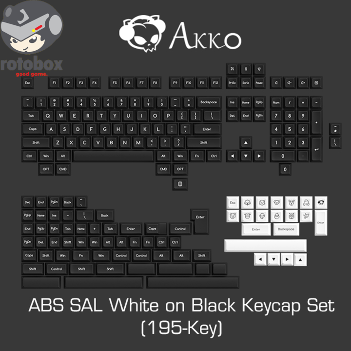AKKO White on Black/Black on White ABS SAL Keycap Set (195-Key) | Lazada PH