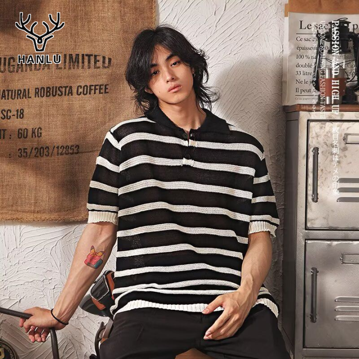 Hanlu เสื้อโปโลลายขวางสำหรับฤดูร้อน เหมาะกับการเดินเล่นในเมือง | Lazada ...