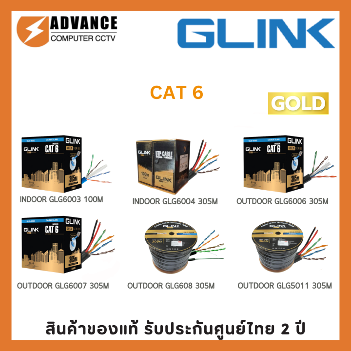 Glink สายแลน CAT6 GOLD 100M - 305M Indoor Outdoor | Lazada.co.th