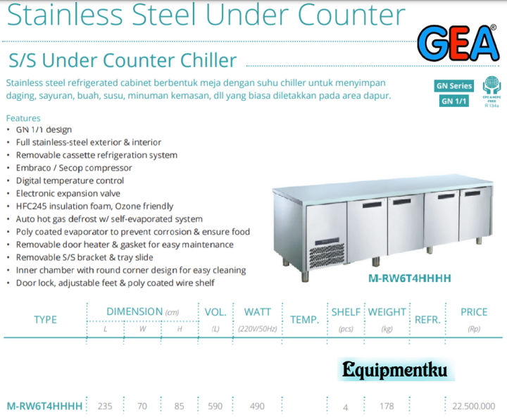 undercounter chiller GEA type M-RW6T4HHHH | Lazada Indonesia
