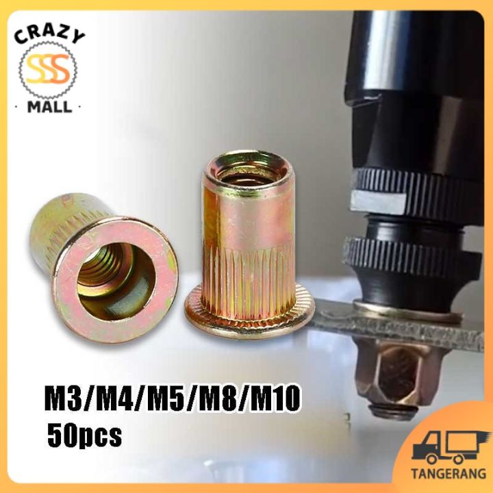 50PCS M3 M4 M5 M6 M8 M10 Insert Nut Mur Rivet Nutsert Mur Tanam | Lazada Indonesia