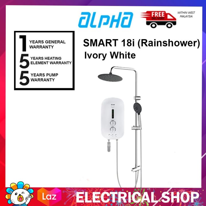 {FREE SHIPPING} Alpha SMART 18i Rain Shower Instant Water Heater (DC Pump) Ivory White | Lazada