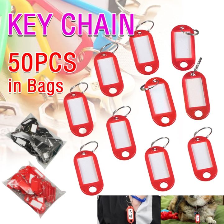 50Pcs Plastic ID Key Label Tags Numbered Name Labels Luggage Tags With ...