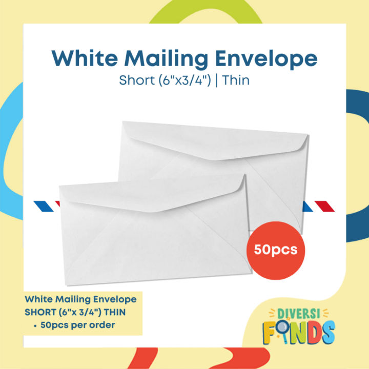 White Mailing Envelope Short (6 3/4X) and Long (10XX) - 50's per order ...