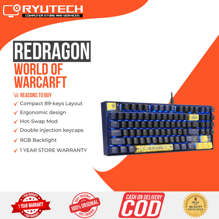 REDRAGON WORLD OF WARCRAFT- 89-Keys Layout, Ergonomic design, Hot-Swap ...
