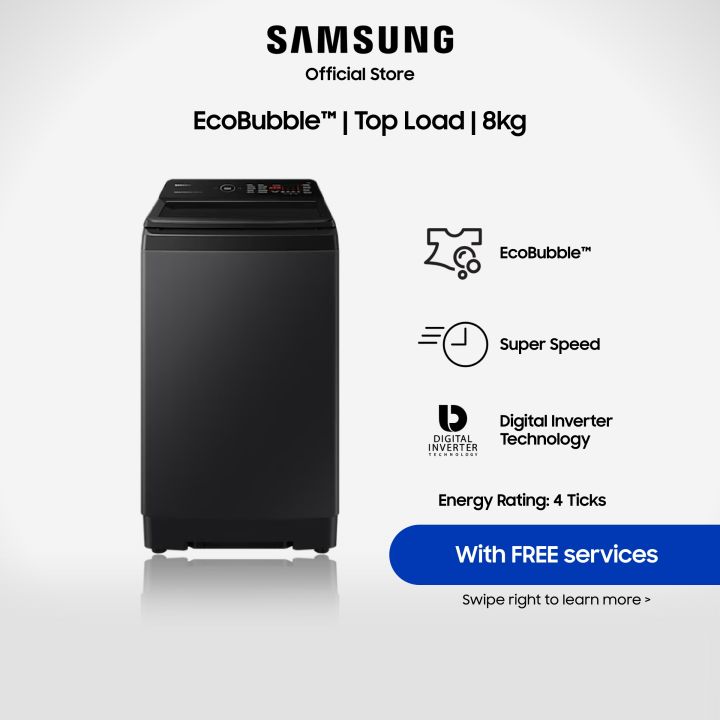 Samsung WA80CG4546BVSP, Top Load Washing Machine, 8kg, 4 Ticks, with ...