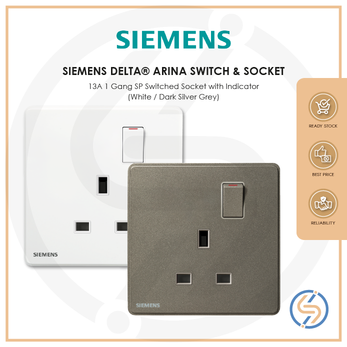 Siemens Delta Arina 13A 1 Gang SP Switched Socket with Indicator | Lazada