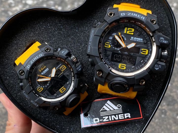Watchtime D-ziner คู่รัก แบรนแท้กันน้ำ100% มีไฟ จับเวลา ตั้งปลุก มีวัน ...