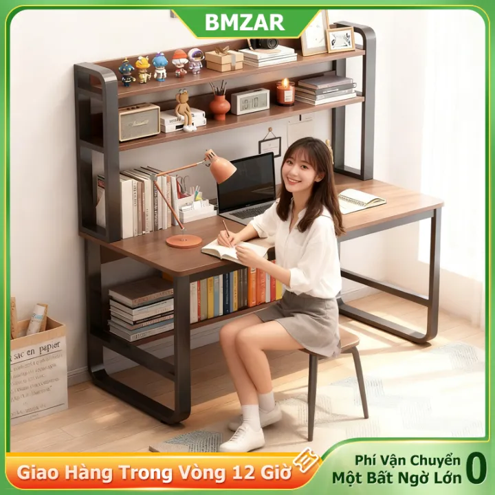 BMZAR Bàn làm việc kệ sách Bàn học bàn làm việc tại nhà 2 tầng kệ lửng ...