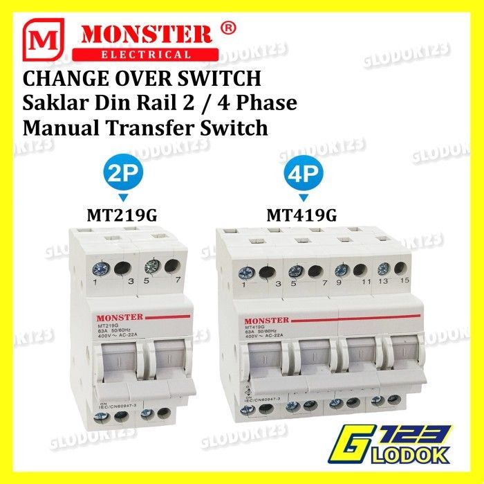 COS Change Over Switch Ohm Saklar Din Rail Model MCB 1 2 3 4 Phase ...