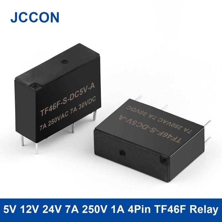 10Pcs 5V 12V 24V DC Power Relay 7A 250VAC 1A 4Pin Relays PCB Type Black ...