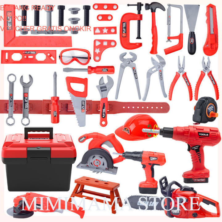 MIMIMA Mainan Toolbox Kit 68 PCS Simulasi Elektrik Alat Tools Set ...