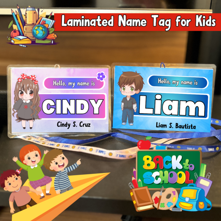 PERSONALIZED ID NAME TAG LAMINATED 3R SIZE CUTE NAME TAG FOR KIDS ...