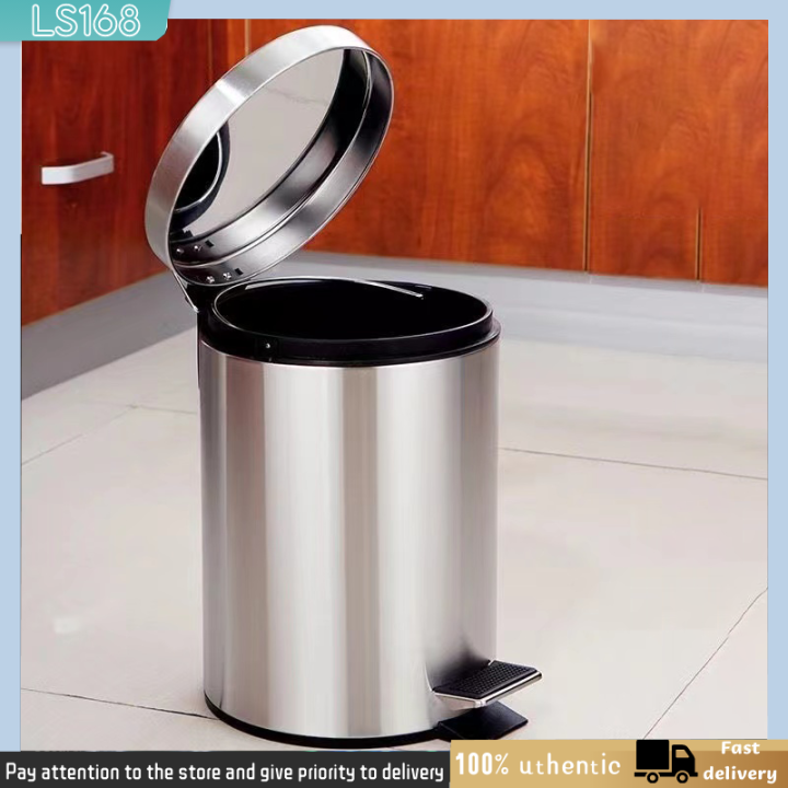 Stainless Foot Pedal Trash Bin Waste Can with Plastic Bucket Inside ...
