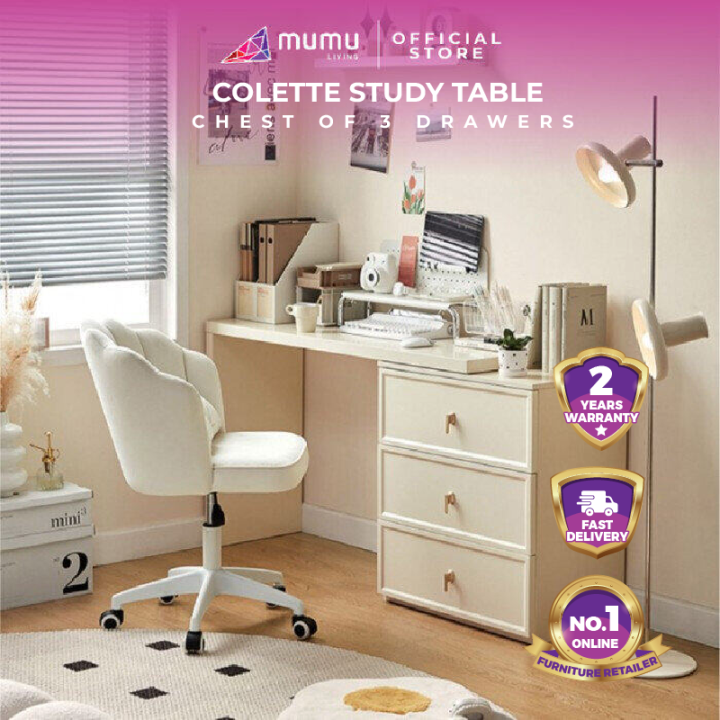 [MUMU Living] Colette Study Table with Chest of 3 Drawers | Lazada