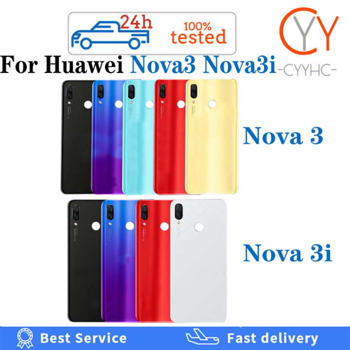 CYY For Huawei Nova3 Nova3I / Nova 3 3i Glass back cover Battery Housing With LOGO and adhesive ...