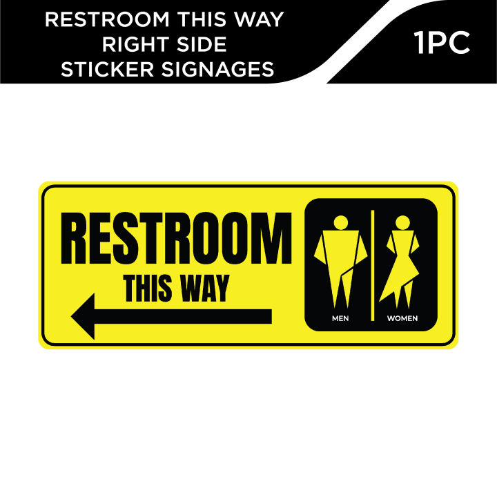 Dsign Restroom This Way Left and Right Signage Sticker 4 x 10" Inches ...