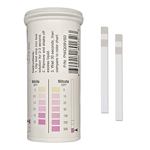 Nitrite 0-25 ppm, Nitrate 0-500 ppm Two Pad Test Strip [Vial of 50 ...