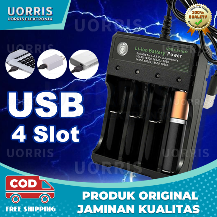 Charger Baterai 4 Slot USB 4.2V 2A 18650 AA AAA Universal Fast Charger | Lazada Indonesia