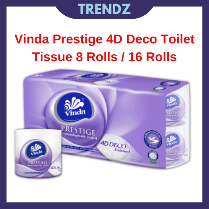 Vinda Prestige 4D Deco Embossed Toilet Tissue 8 rolls 16 rolls x 200s ...