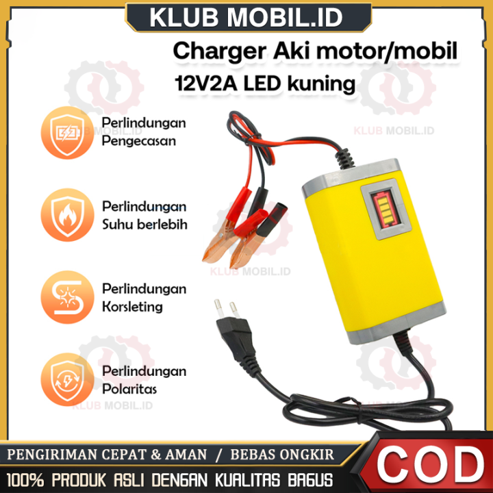 Alat Cas Motor Mobil Charger 12V 2A LED Indikator | Lazada Indonesia