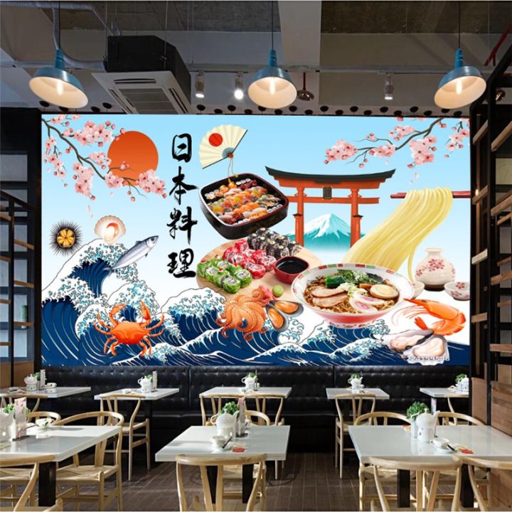Custom Modern Japanese Style Ukiyoe Photo Self-adhesive Wall Paper ...