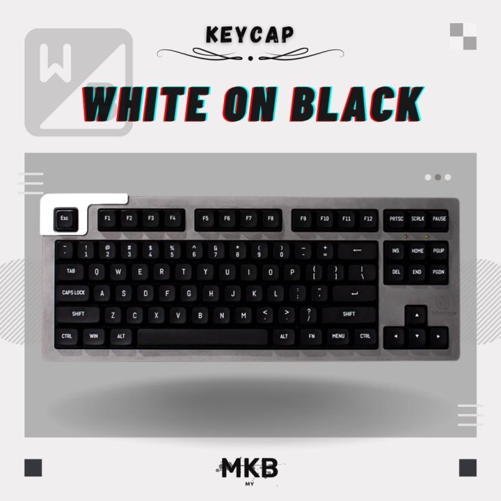 [READY STOCK] White on Black ABS Double Shot MSA Profile Keycap Set for ...