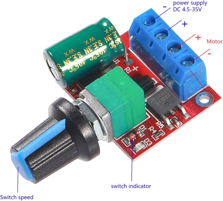 ALLAN DC Motor Speed Controller PWM Regulator 5A 3V-35V Speed Control ...