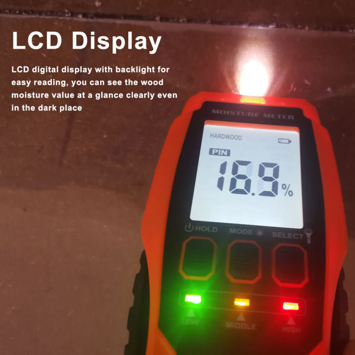 Digital Wood Moisture Test Meter LCD Display with Backlight Timber ...