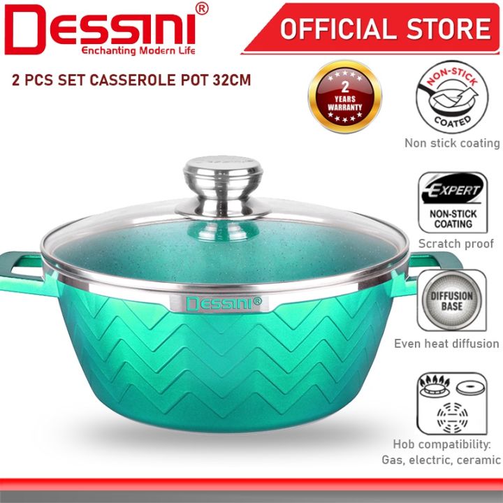 DESSINI ITALY Granite Die Cast Aluminium Non Stick Casserole Pot Bowl ...
