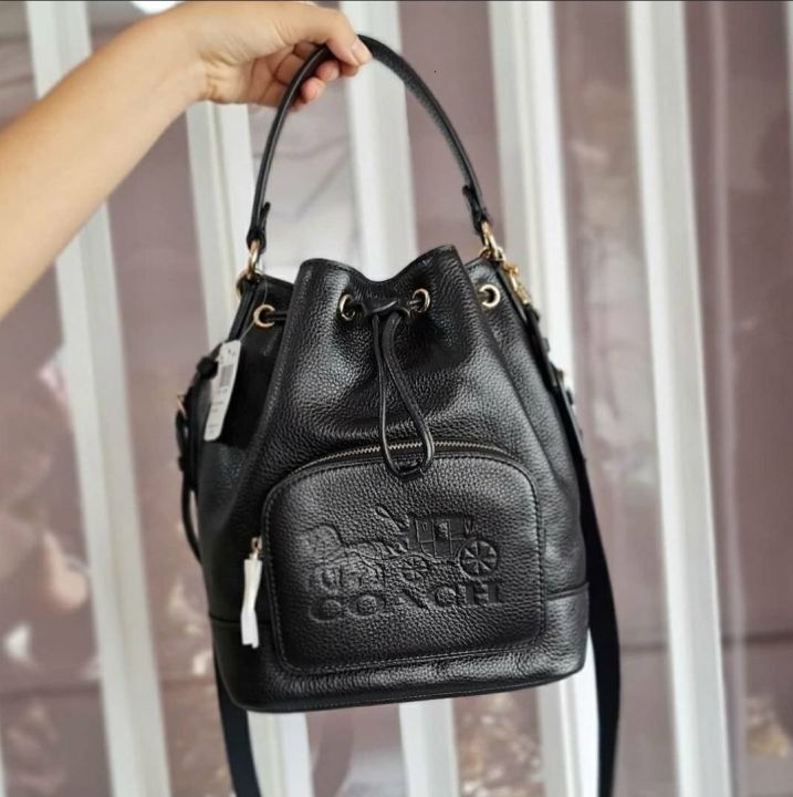 Coach 1898 Jes Drawstring Bucket Leather w/ Horse Logo Crossbody Bag ...
